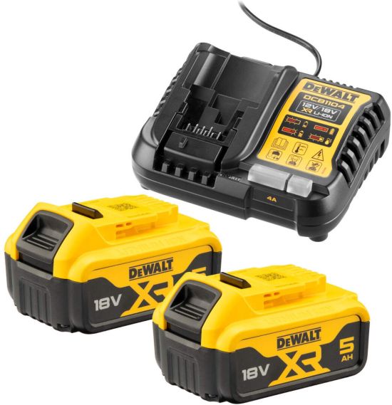 DeWALT starter set punjač i baterije 18V 2 x 5,0Ah (DCB1104P2)