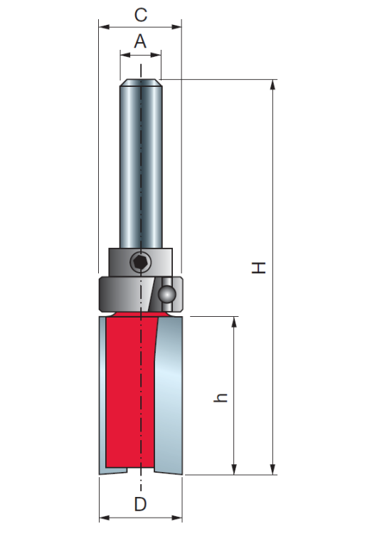 Freud glodalo za kopiranje sa ležajem na strani prihvata prečnik 22mm, radna dužina 22mm, prihvat 8mm 50-10808P