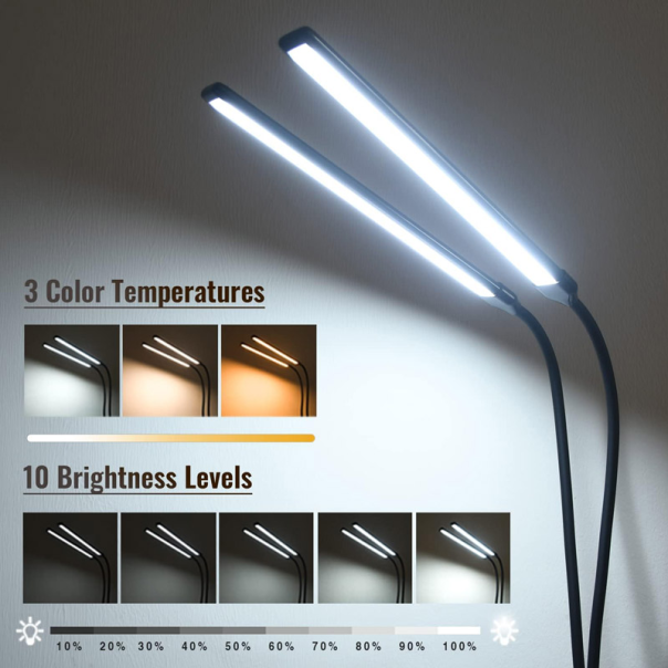 Lampa za dva monitora sa stipaljkom crna