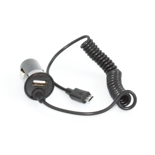 Auto punjač univerzalni 2u1 (Micro usb kabel + USB slot) crni 1A