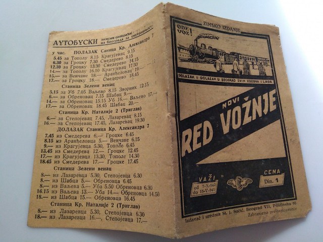 Red vožnje Beograd 1940-1941.