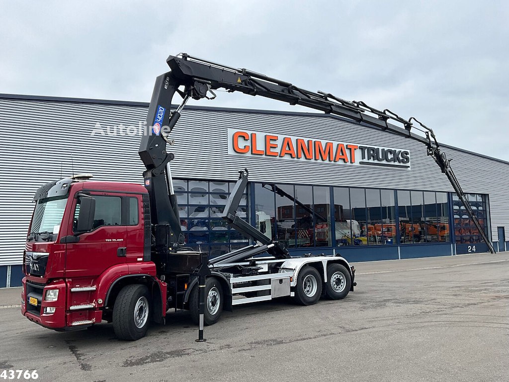 MAN TGS 35.480 8x4H Euro 6 HMF 40 Tonmeter laadkraan + Fly-Jib kamion rol kiper