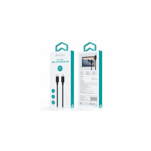 DEVIA Kabl Smart Series Type-c na Type-c PD 1,5M 100w, crna