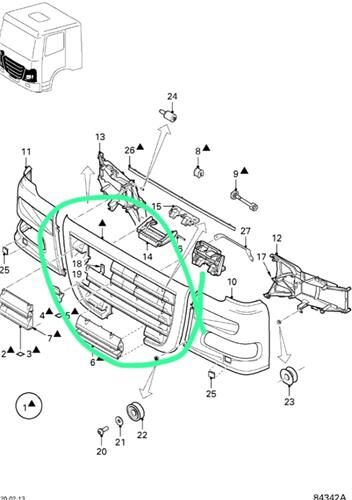 1635802 rešetka hladnjaka za DAF XF 105 kamiona