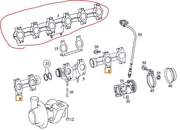 A 906 142 11 01 kolektor za Mercedes-Benz 2628GL/NLA6X2/4 3900 kamiona