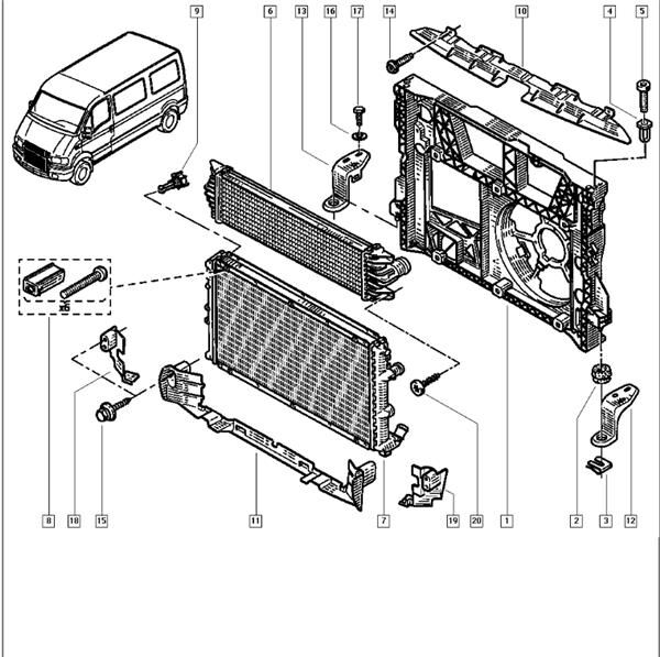 7701049664 radijator za hlađenje motora za Renault MASTER II Caja/Chasis (ED/HD/UD) kamiona