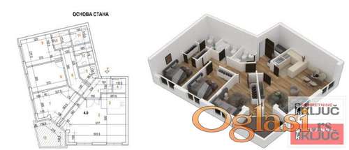 KOD SOMBORSKOG BULEVARA, 91m2, Četvorosoban sa pdv, Izgradnja