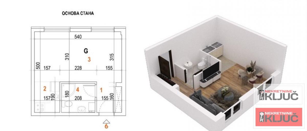 KOD SOMBORSKOG BULEVARA, 26m2, Garsonjera sa pdv, Izgradnja