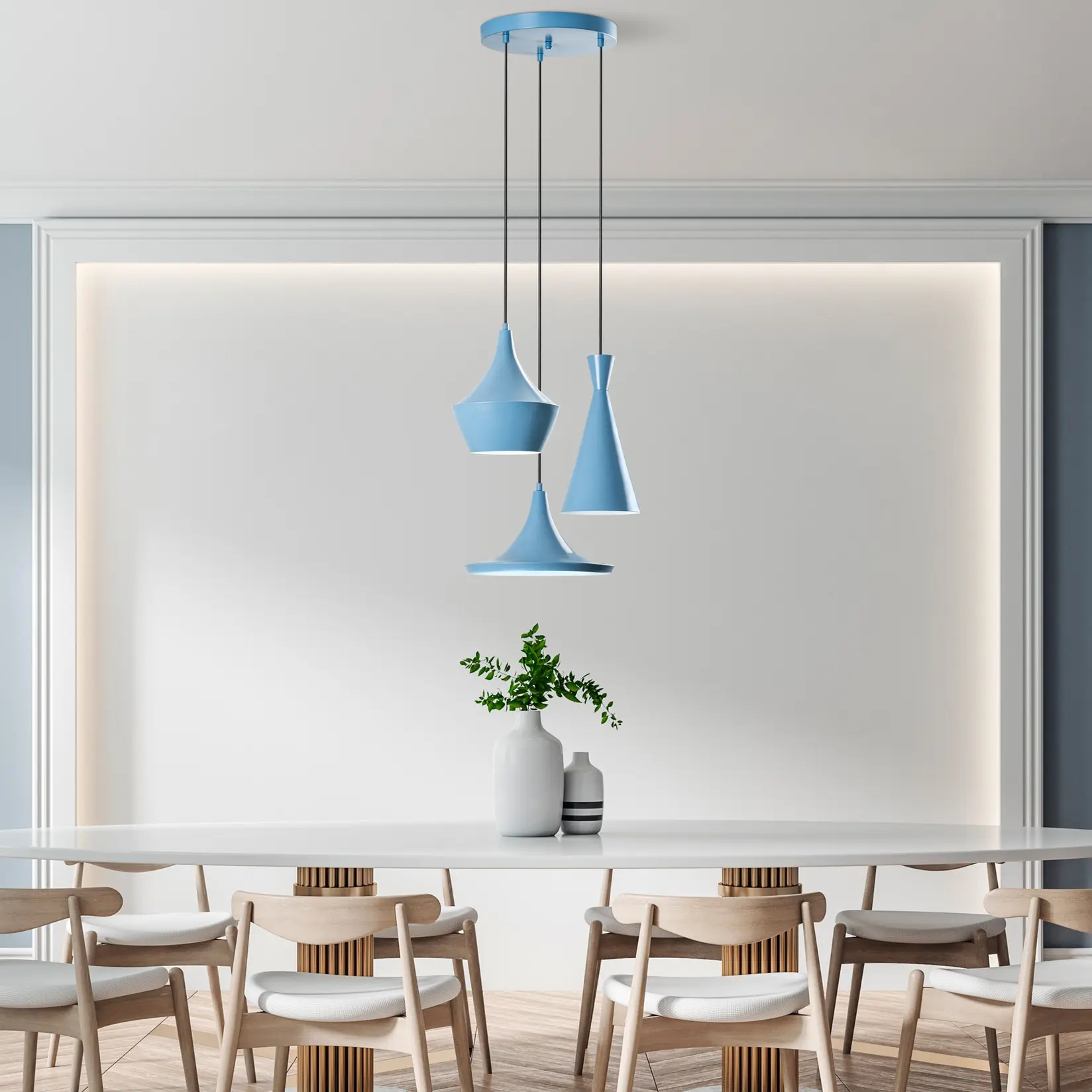 Opviq Luster Tom-3556, 45-135cm, Ø45 cm, 3xE27, Plavi