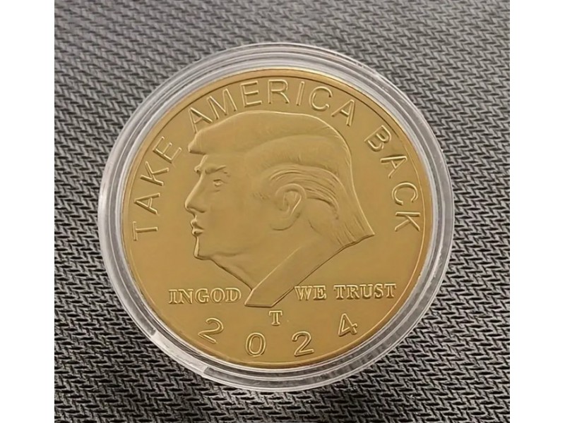 Donald Tramp. Novcic, kovanica oko 4 cm. Verzija 1.