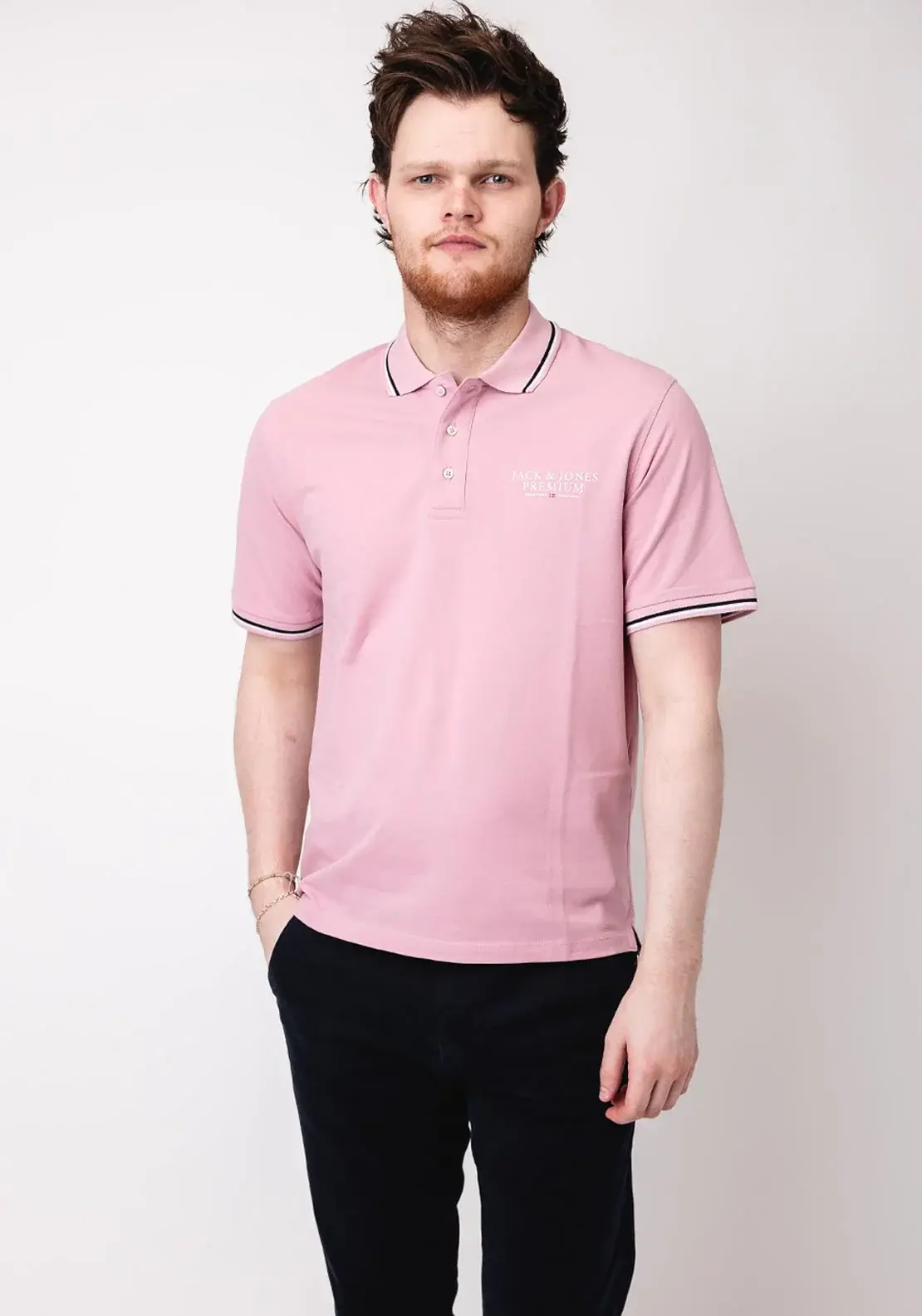 JACK & JONES Muška polo majica 12228843, Roze