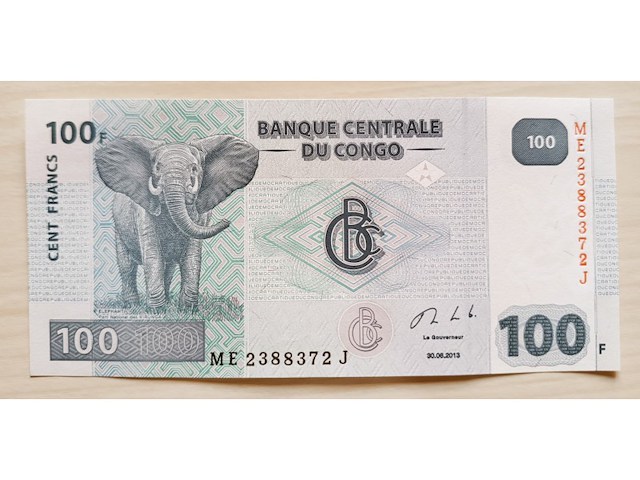 Kongo 100 francs . Unc, 2013 godina