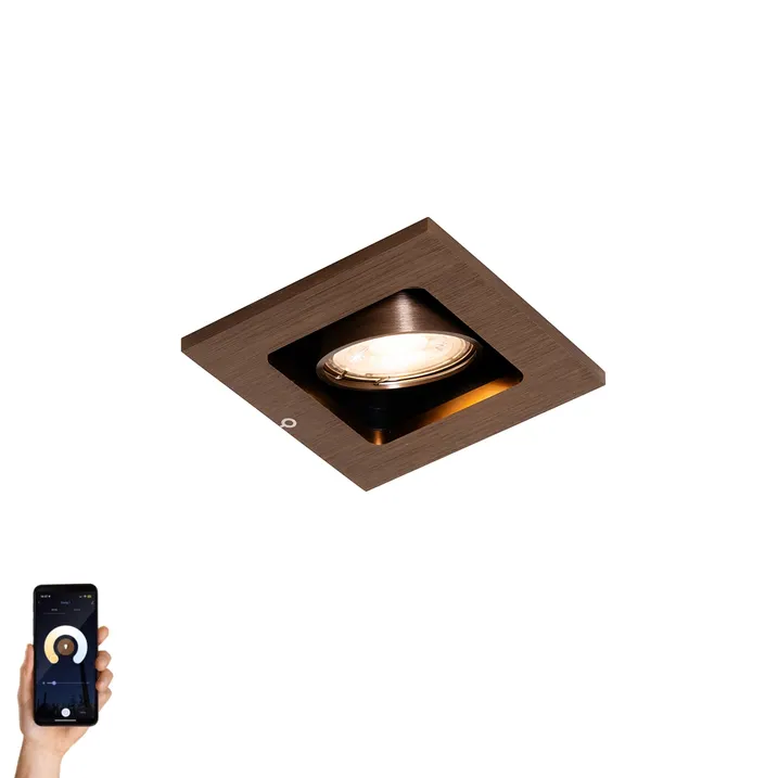 Smart Recessed Spotlight Dark Bronze Rotatable and Tiltable Incl. Wifi GU10 50mm - Qure