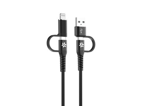 CELLY CELLY 4u1 kabl za telefon USB-C na USB-C sa USB-A & Lightning nastavcima POWER DELIVERY