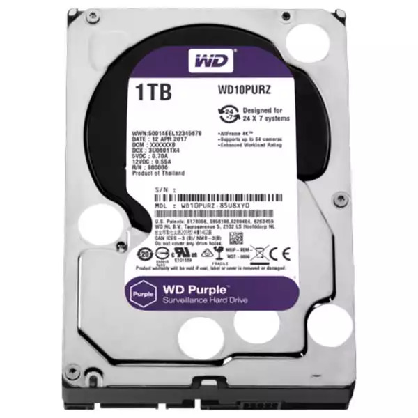 Hard disk 1TB Western Digital Purple™ Surveillance 3.5" (WD10PURZ)ID EK000494296