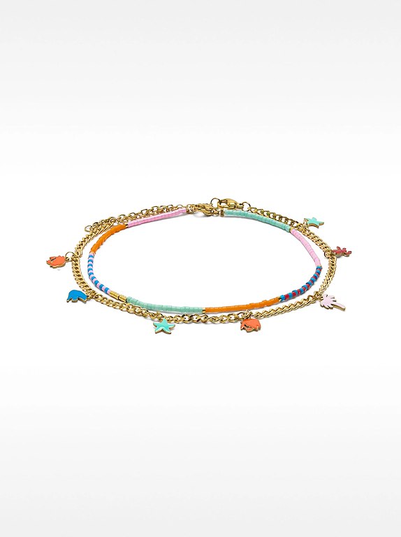 ANKLET SET WITH MARINE MOTIFS – STAINLESS STEEL
