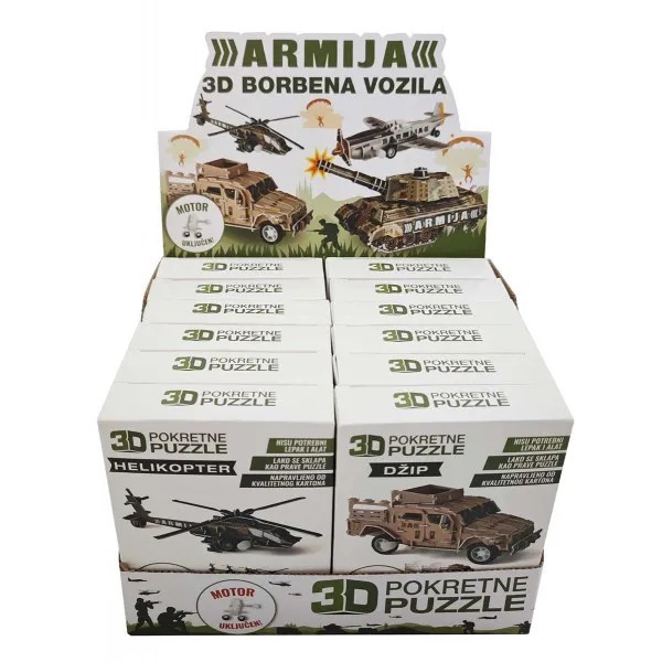 3D puzzle ARMIJA borbena vozila - Helikopter, tenk, dzip i avionID EK000707238