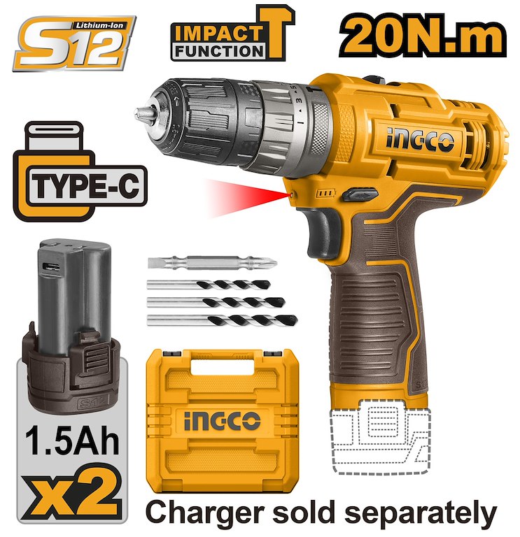 INGCO Set 4 AH + punjač SUPER FBCPK1214EID EK000721402
