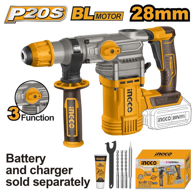 INGCO Aku hamer SDS PLUS 28mm 4.5J CRHLI20288ID EK000722862