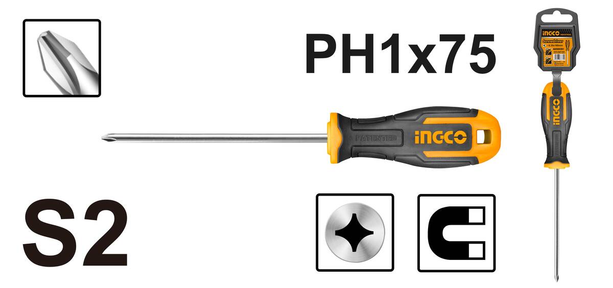 INGCO Odvijač PHILLIPS PH1X75mm HS68PH1075ID EK000717774