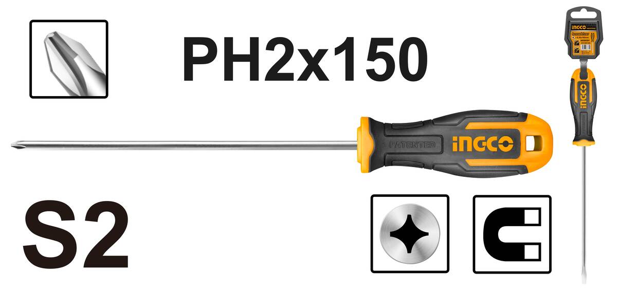 INGCO Odvijač PHILLIPS PH2X150mm HS68PH2150ID EK000717789