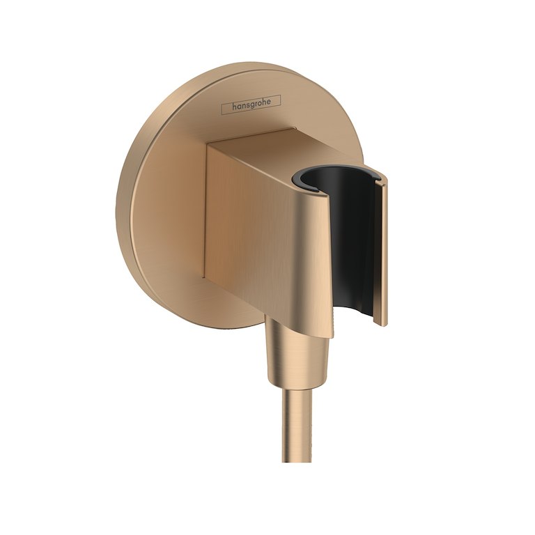Hansgrohe FixFit S Round Brushed Bronze priključak za crevo ručnog tuša sa držačem ručnog tuša sa nepovratnim ventilom 26888140ID EK000690119