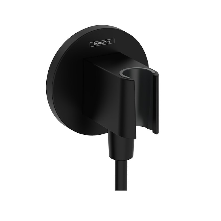 Hansgrohe FixFit S Round Matt Black priključak za crevo ručnog tuša sa držačem ručnog tuša sa nepovratnim ventilom 26888670ID: EK000690064
