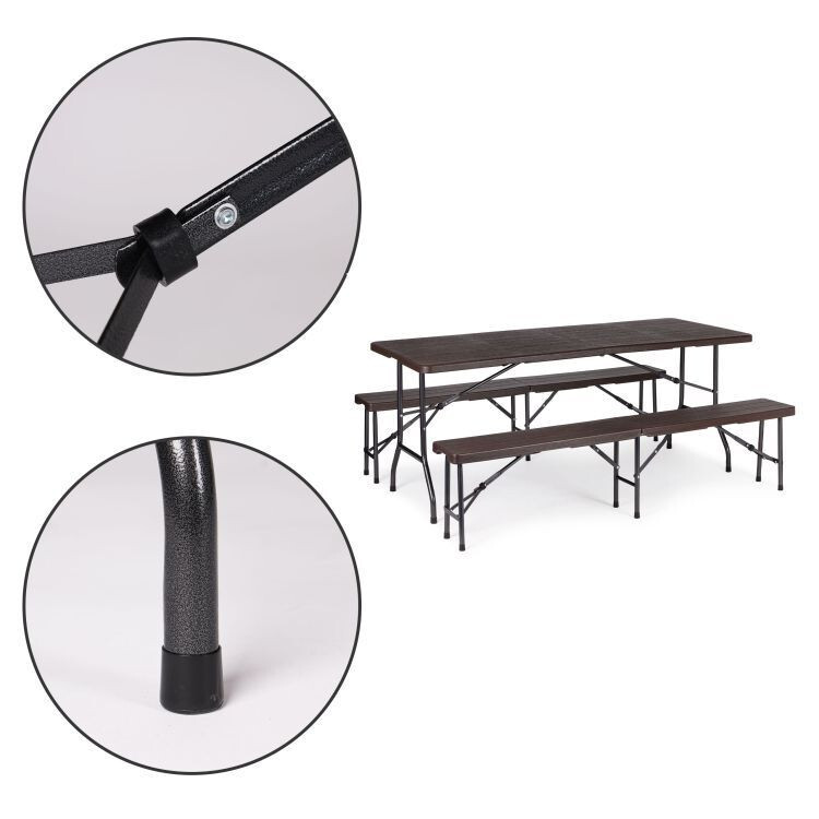 ModernHome Sklopivi sto 180cm + 2 klupe braonID EK000665266