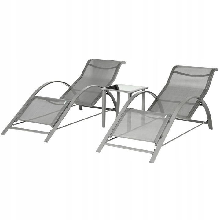 ModernHome Set od 2 ležaljke za baštu sa stolom GrayID EK000681554