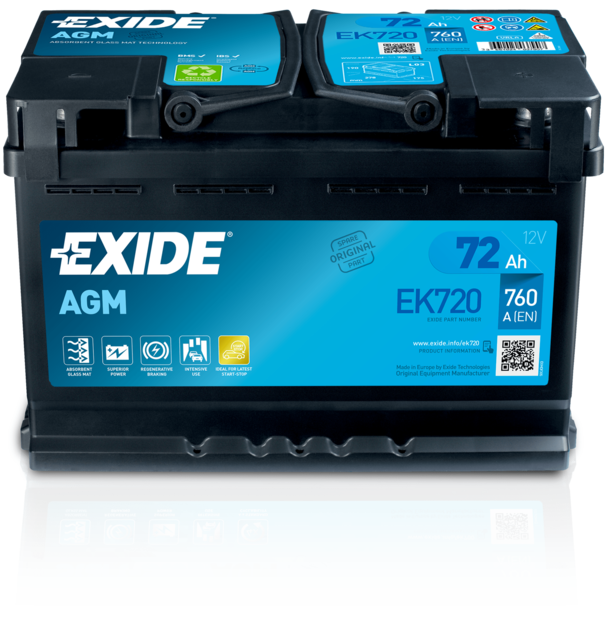 Exide akumulator AGM Start Stop 12V 72Ah D+ EK720ID EK000568754