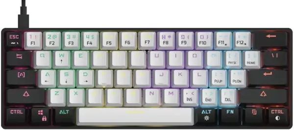 GAMDIAS Mehanička tastatura Aura GK2 60% RGB belo-crna