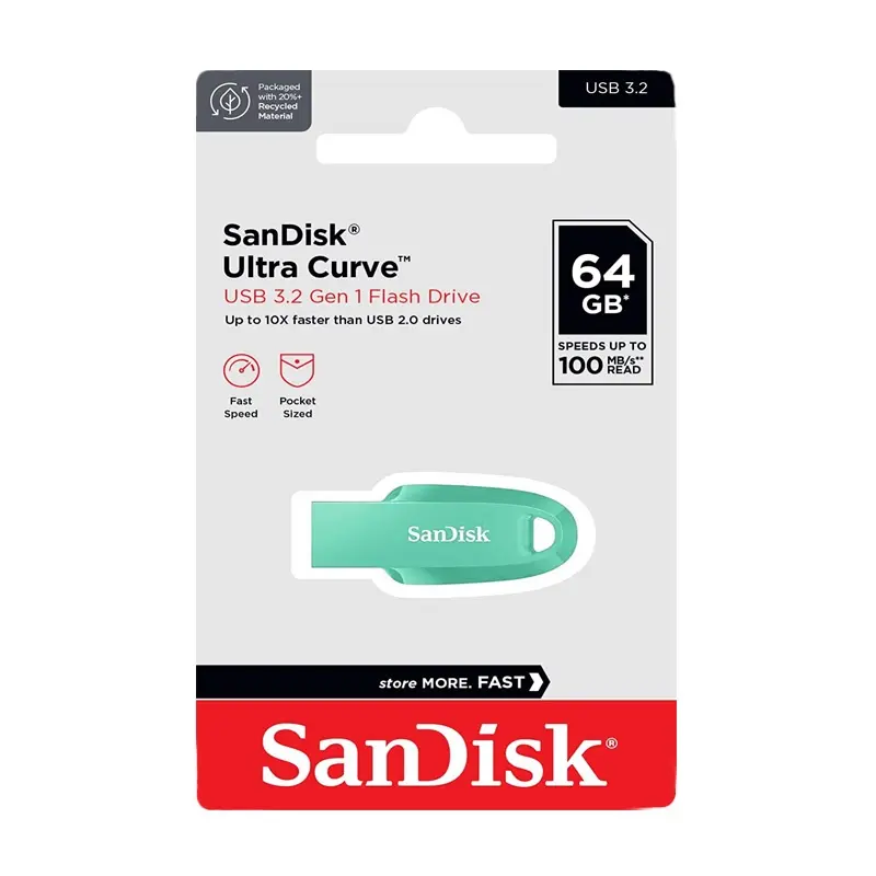 SanDisk USB flash memorija Ultra Curve 3.2, 64GB, Zelena