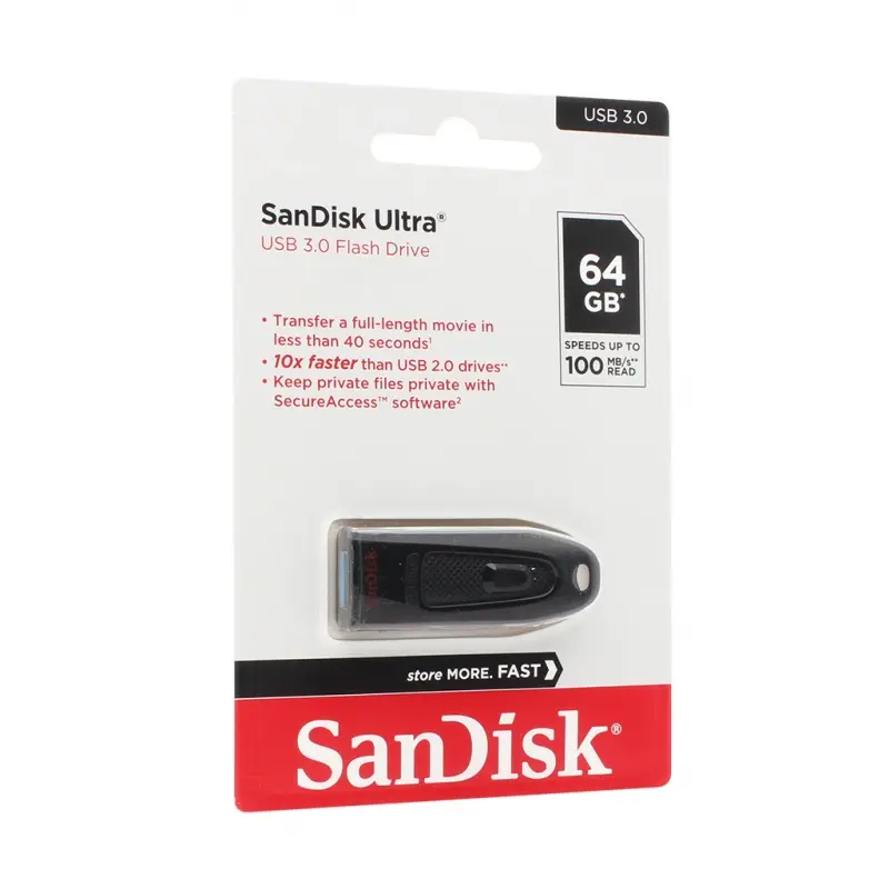 SanDisk USB flash memorija Cruzer Ultra 3.0, 64GB, Crna