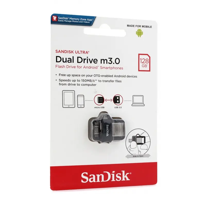 SanDisk USB Flash memorija Ultra 3.0, 128GB, Siva