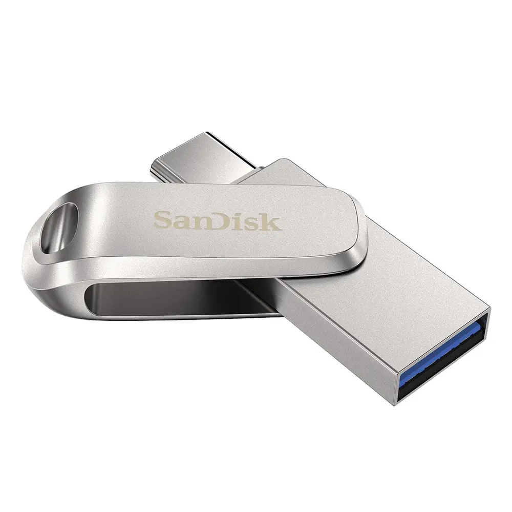 SanDisk USB Flash memorija Ultra Dual Drive Luxe, 128 GB, Srebrna boja