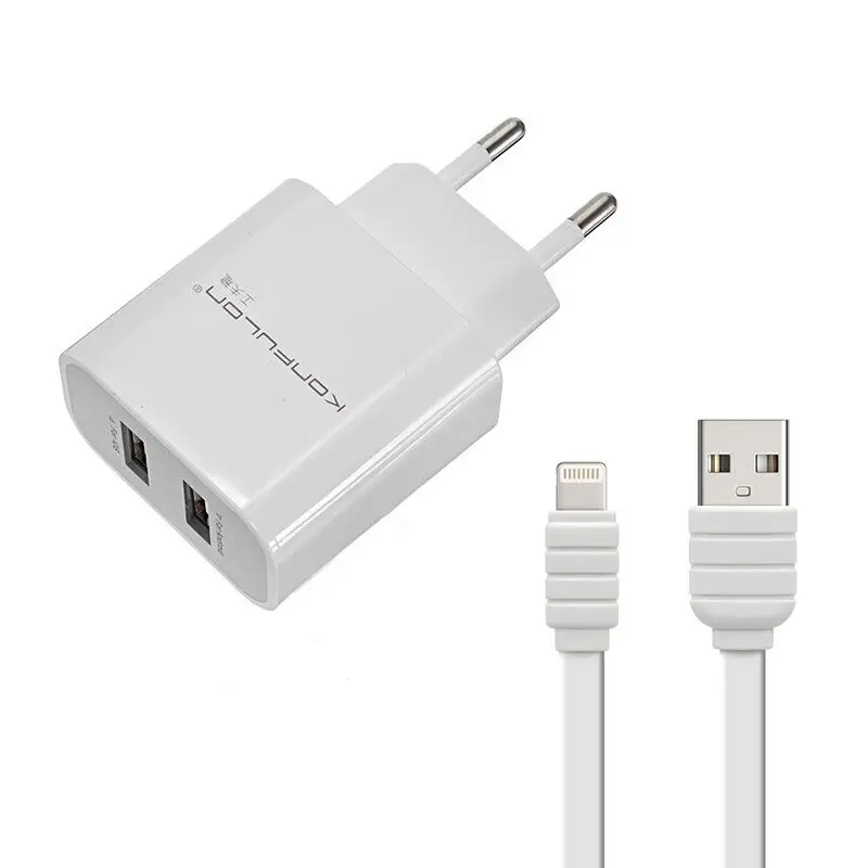 Konfulon Kućni punjač C18+S32A, 2xUSB, 2.1A sa iPhone lightning kablom, Beli, 1m
