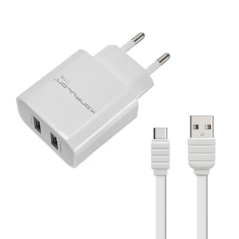 Konfulon Kućni punjač C18+S33A, 2xUSB, 2.1A sa Type C kablom, Beli, 1m