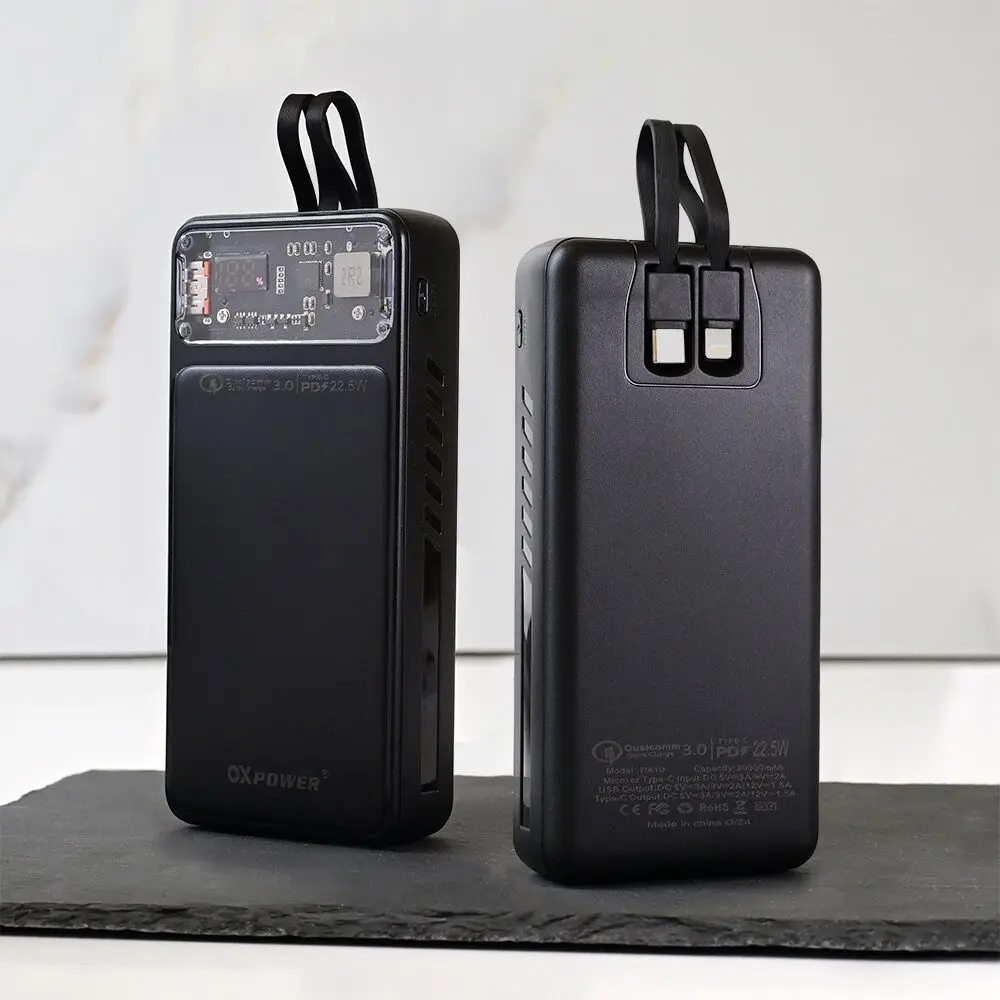 Oxpower Power bank P410, PD QC 22.5W, 20000mAh, Crni