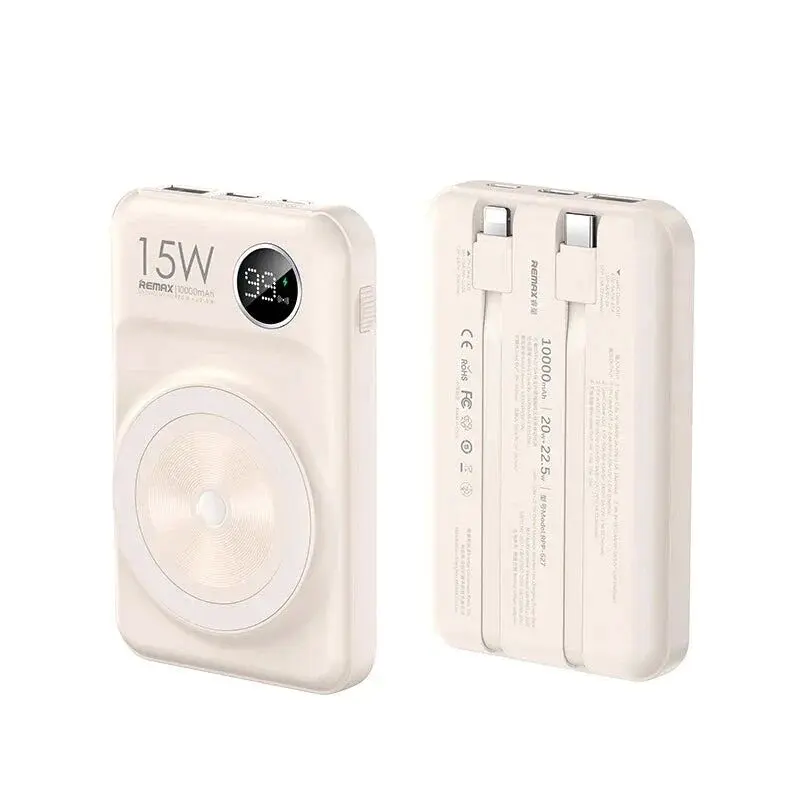 Remax Prenosiva baterija Magsafe Lecho Series RPP-527, PD 20W+QC 22.5W Fast Charging, 10000mAh, Bela