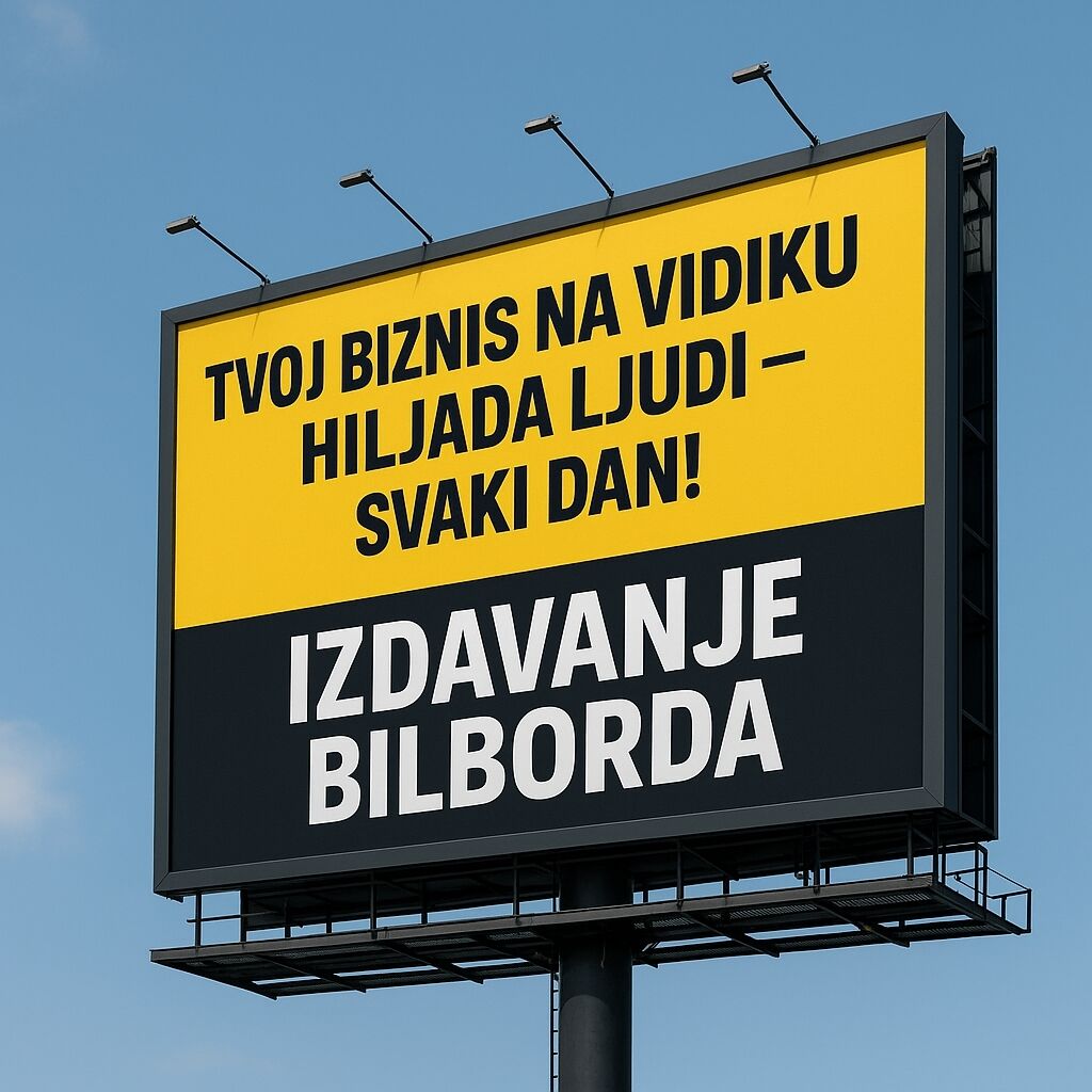 Bilbord sa crnim okvirom i metalnom konstrukcijom, idealan za