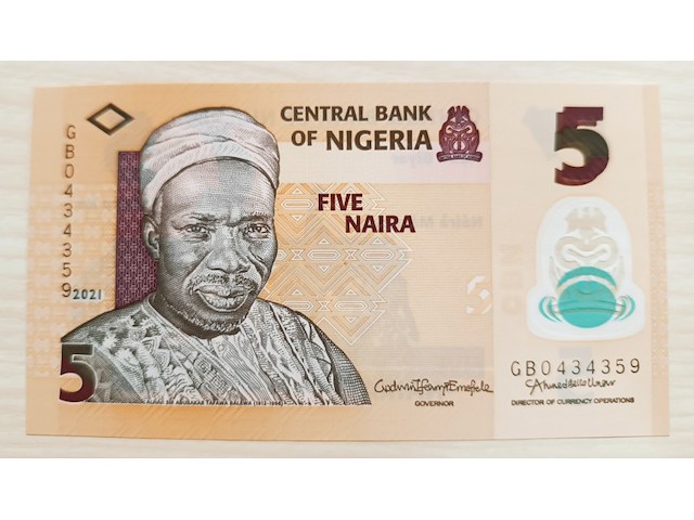 Nigeria 5 naira. Unc, 2021 godina