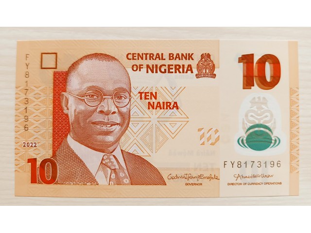 Nigeria 10 naira. Unc, 2022 godina