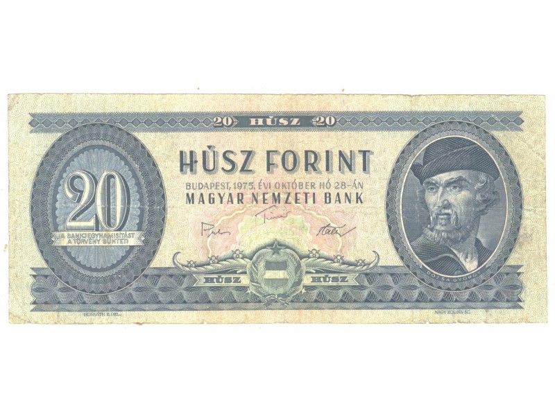 Madjarska 20 forinti 1975