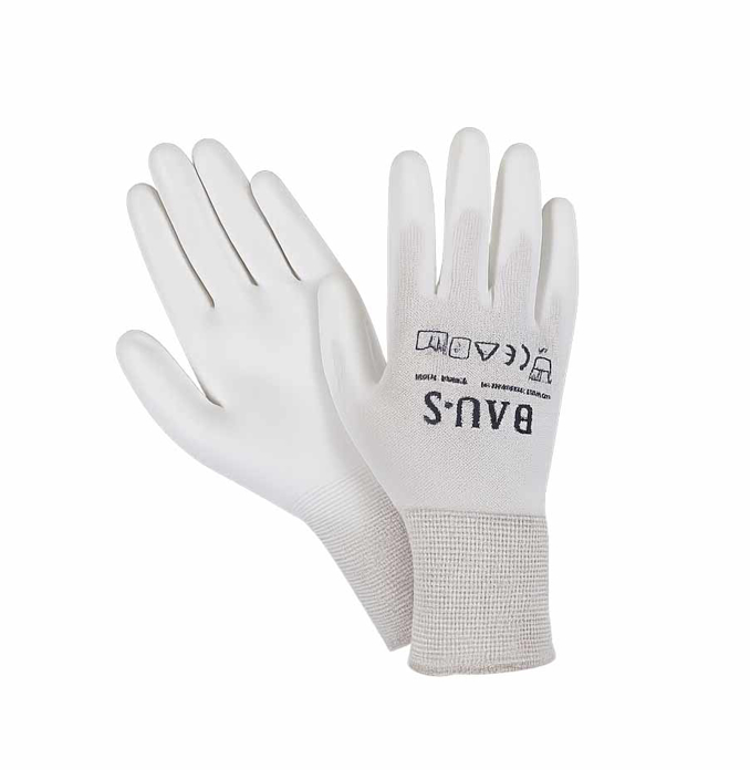 BAU S zaštitne rukavice PU Weiss – bele PU radne rukavice za precizan rad (10) XL