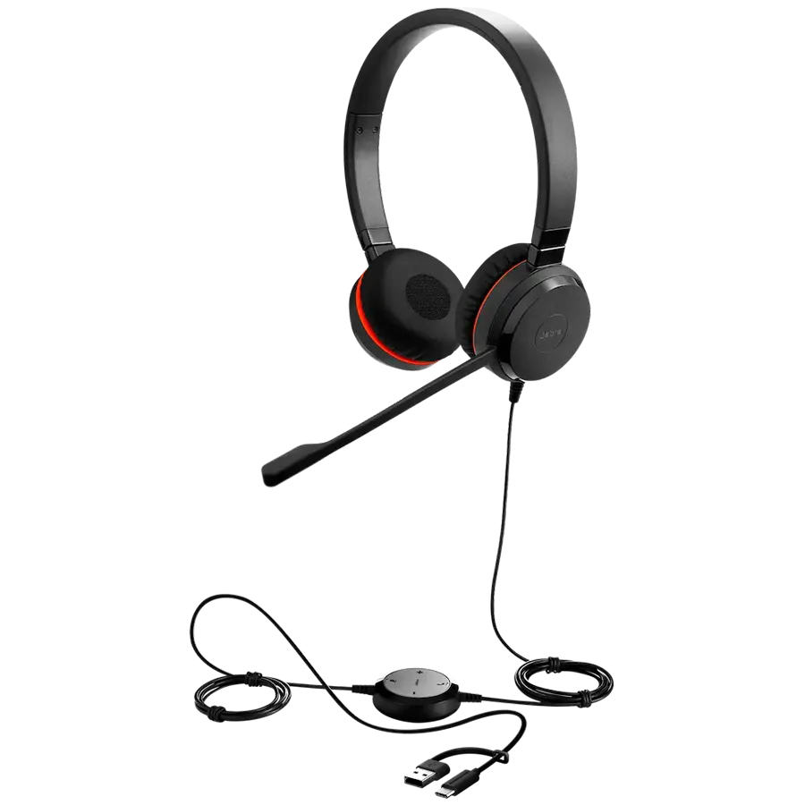 JABRA Evolve 20 SE, Stereo MS, USB C/A adapter, Leather