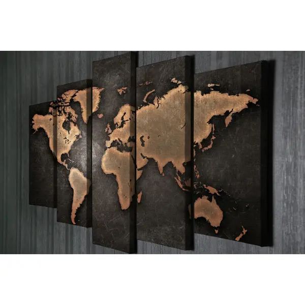 Wallity Pet slika karte sveta 105x70 cm crne