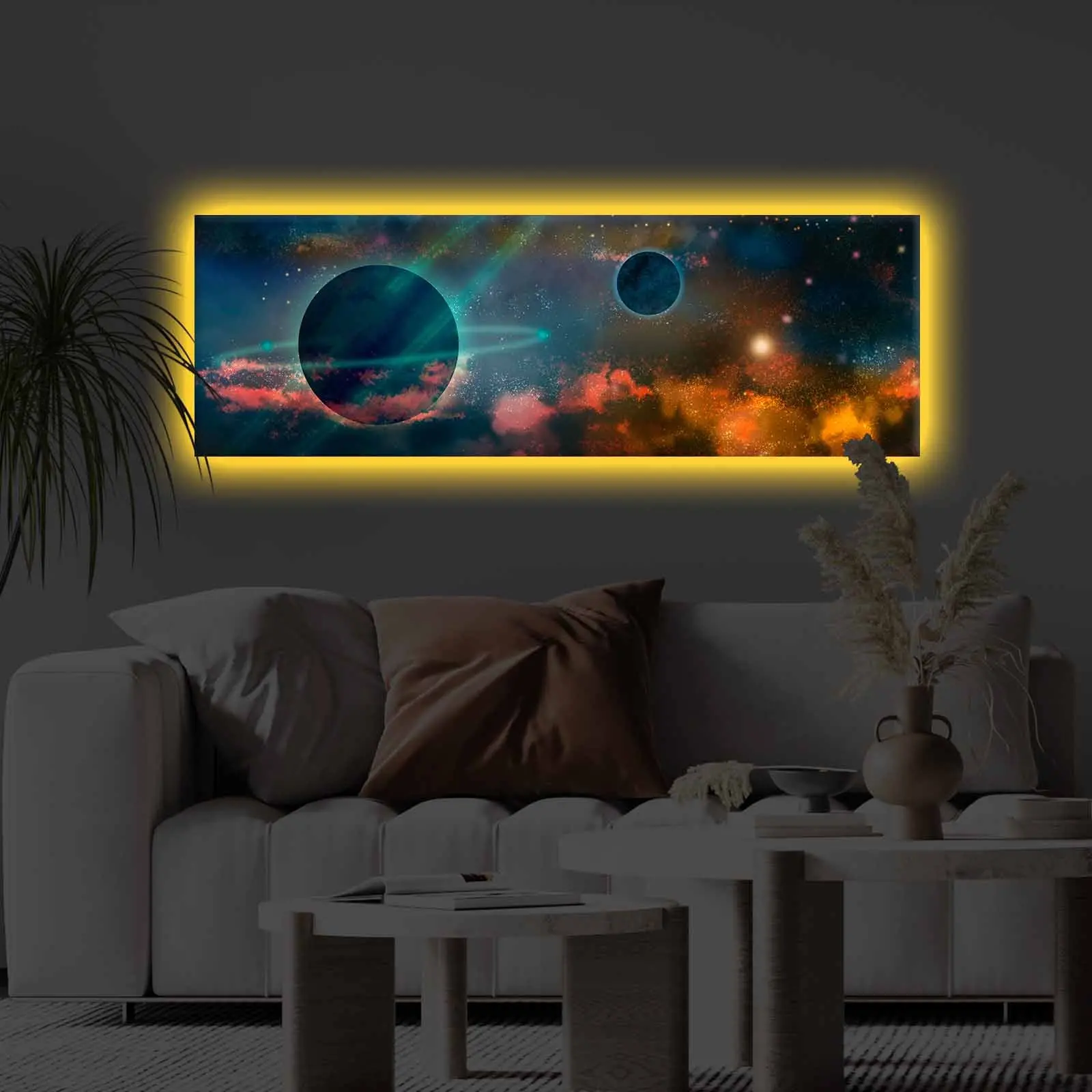 Wallity Slika na platnu sa LED osvetljenjem 30x90cm