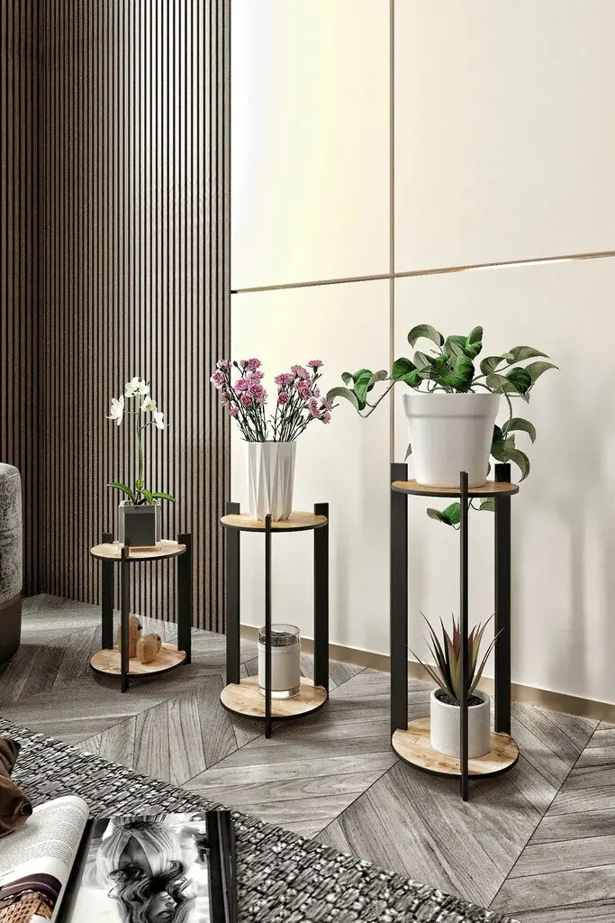 Hanah Home Postolje za cveće Flower Desk Round, Hrast