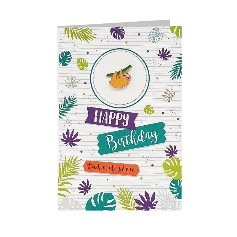 Čestitka Happy birthday! Take it slow, Sa lenjivac značkom