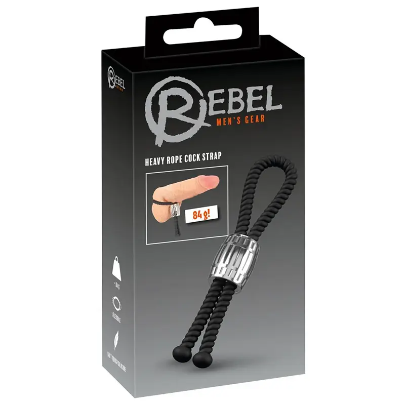 Prsten za penis Heavy Rope Cock Strap, Podesivi, 14.5cm, Crni